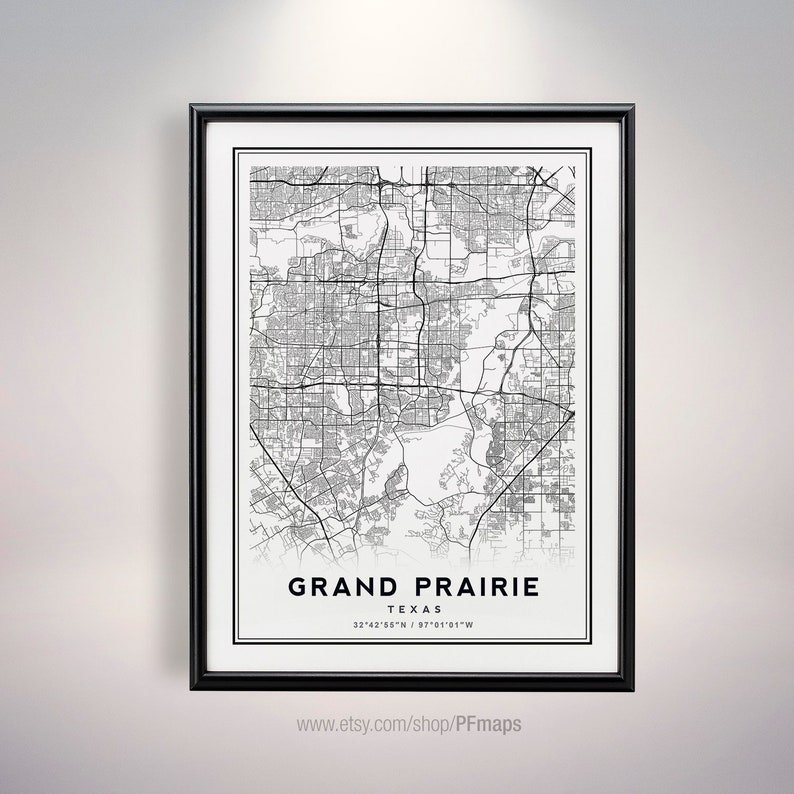 Grand Prairie Texas Map Minimalist Map Grand Prairie TX | Etsy