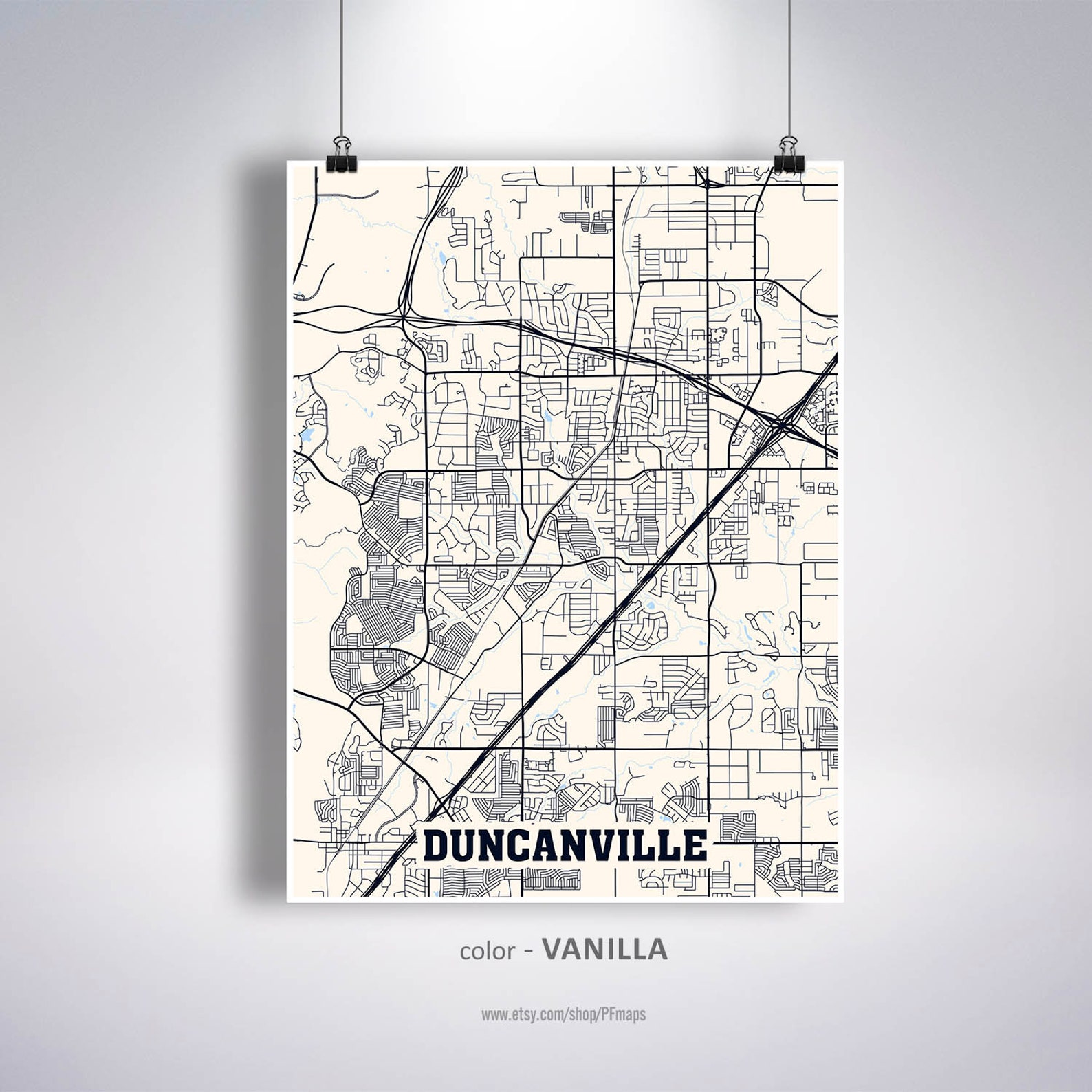 Duncanville Map Print Duncanville City Map Texas TX USA Map | Etsy