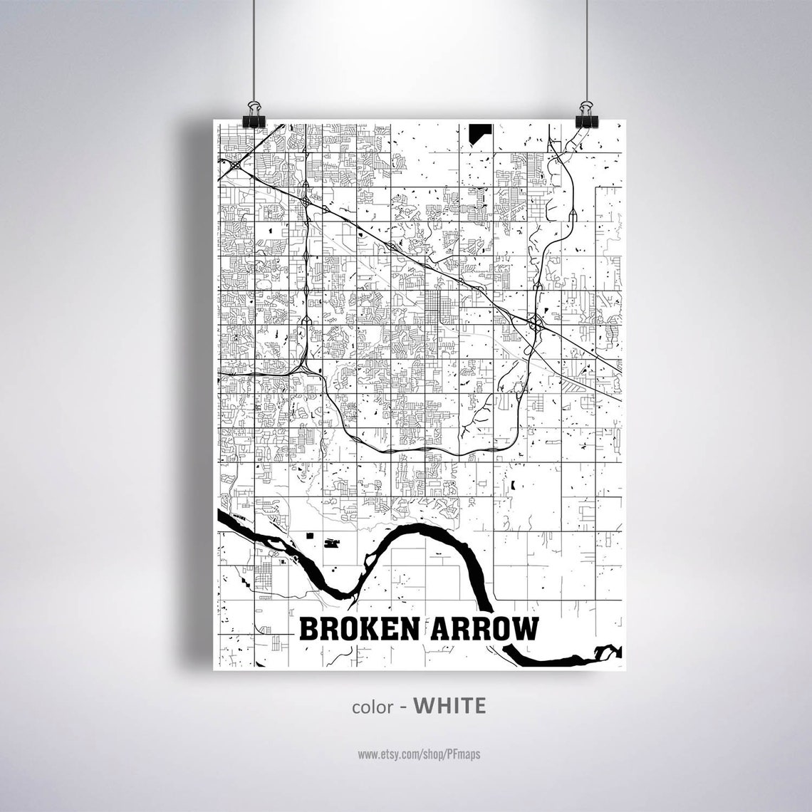 Broken Arrow Map Print Broken Arrow City Map Oklahoma OK USA | Etsy