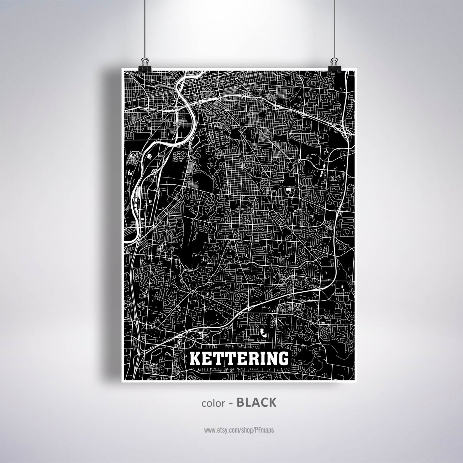 Kettering Map Print Kettering City Map Ohio OH USA Map | Etsy