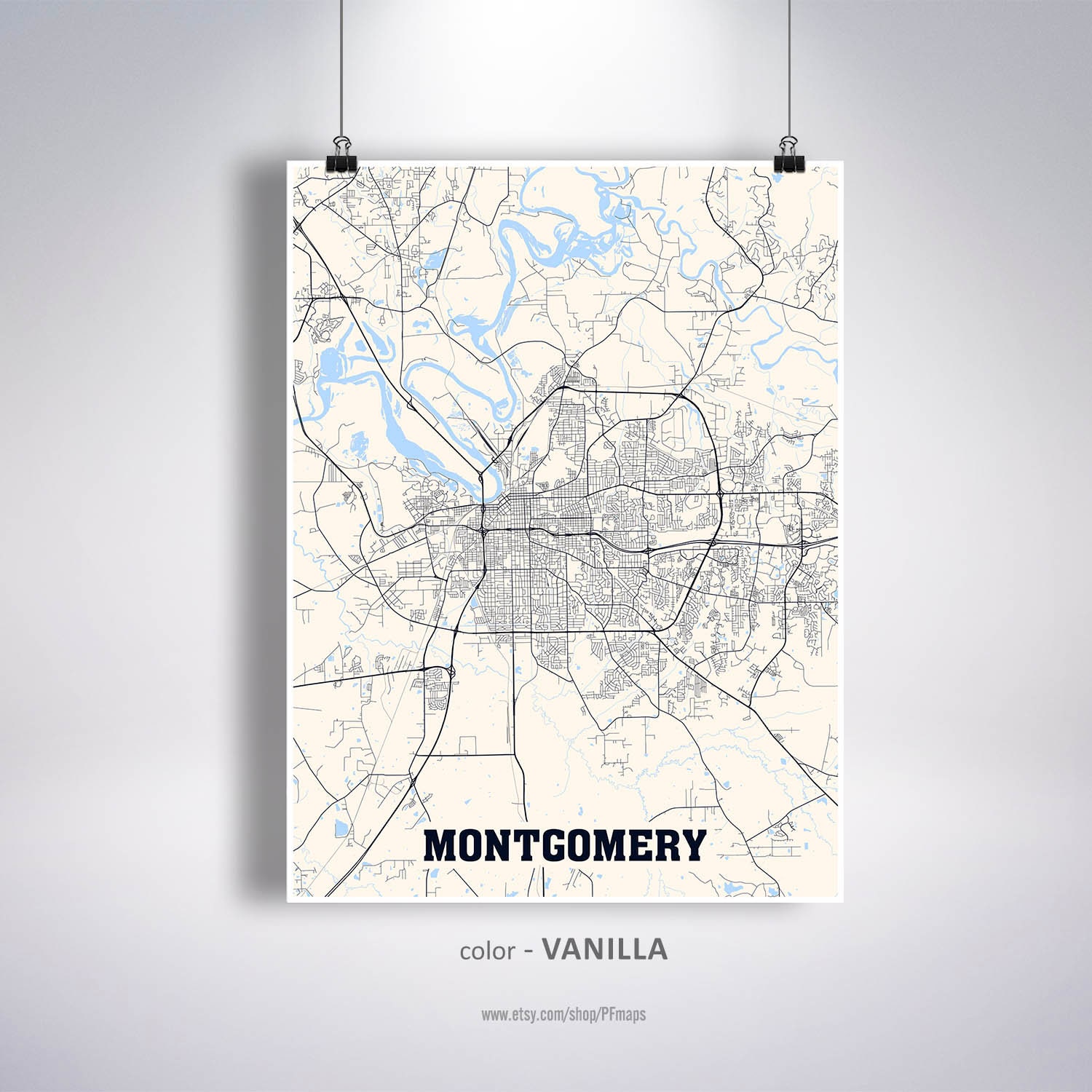 Montgomery Map Print Montgomery City Map Alabama AL USA Map | Etsy