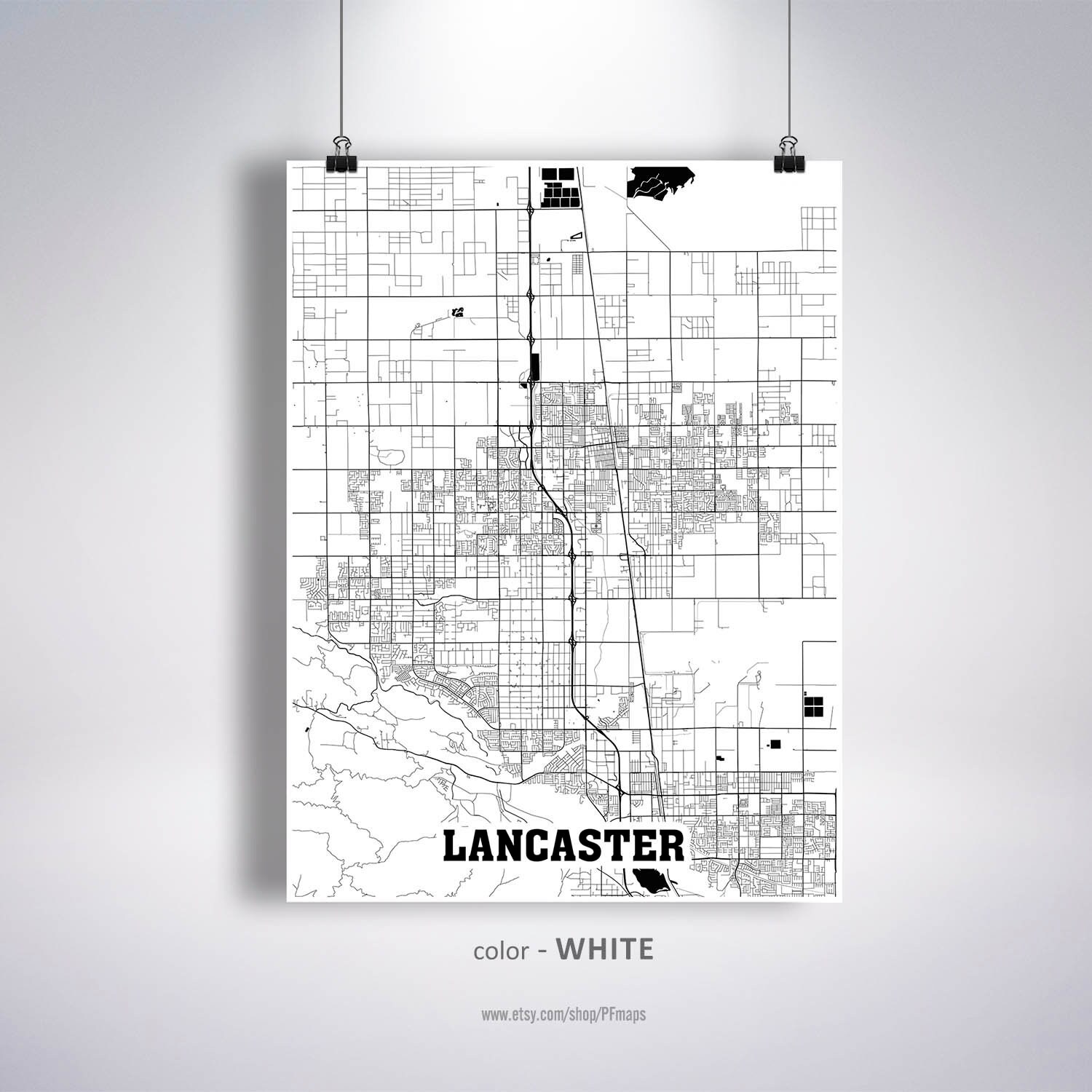 Lancaster Map Print Lancaster City Map California CA USA Map | Etsy
