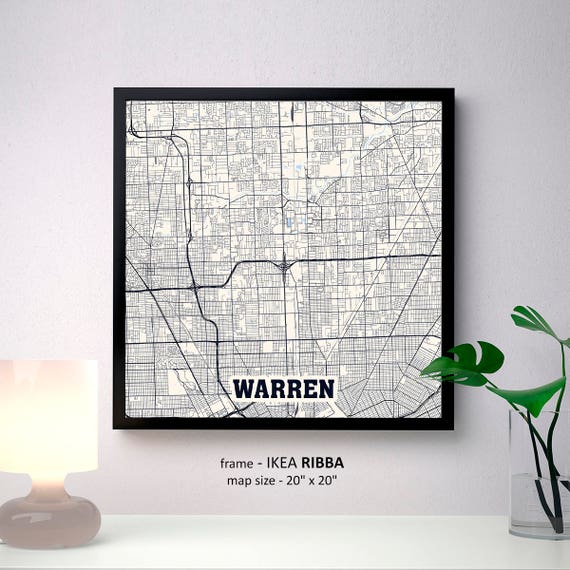 Warren Michigan Map Print Warren Square Map Poster Warren | Etsy