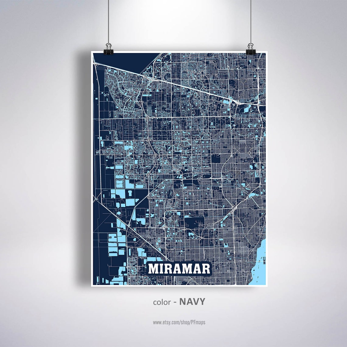 Miramar Map Print Miramar City Map Florida FL USA Map | Etsy