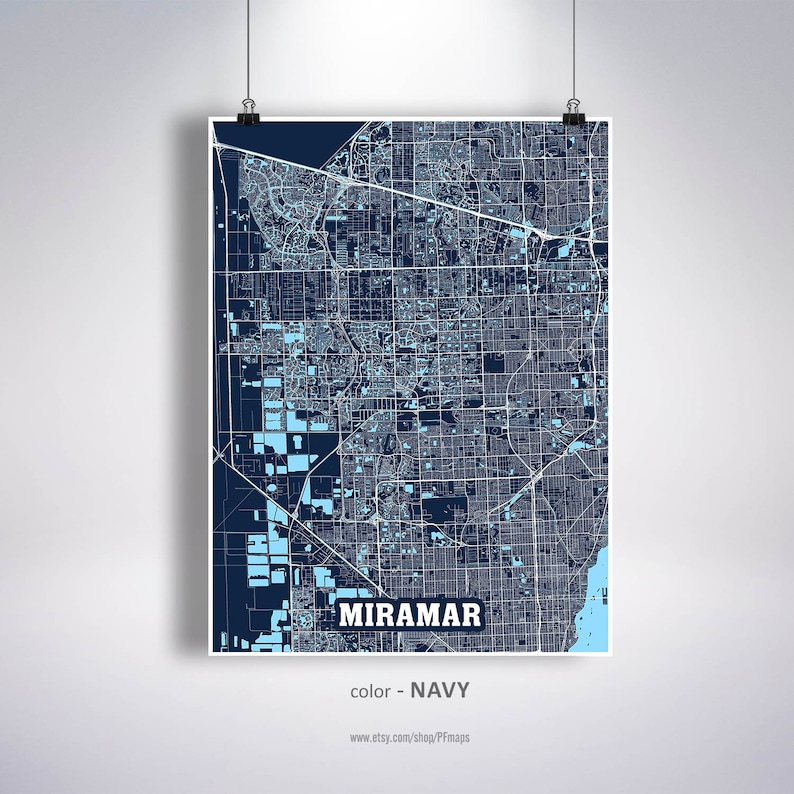 Miramar Map Print Miramar City Map Florida FL USA Map | Etsy