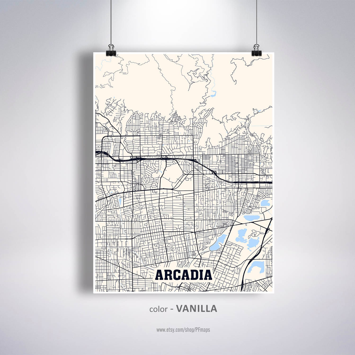 Arcadia Map Print Arcadia City Map California CA USA Map | Etsy
