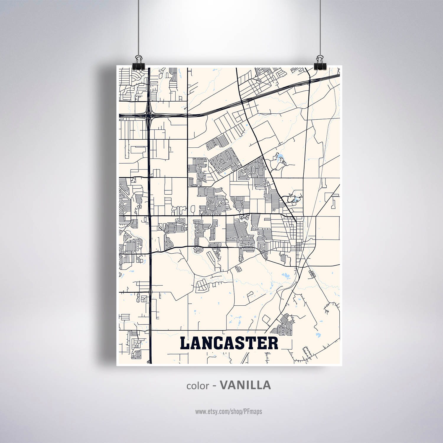 Lancaster Map Print Lancaster City Map Texas TX USA Map | Etsy