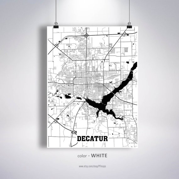 Home & Living Wall Décor Home Décor Decatur Vintage Map Print Il City ...