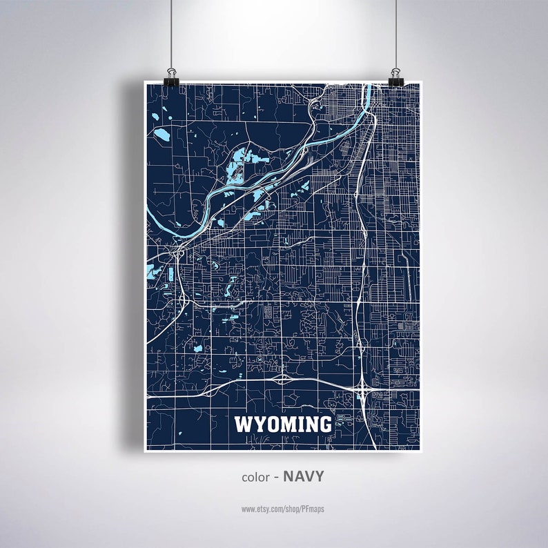 Wyoming Map Print Wyoming City Map Michigan MI USA Map | Etsy