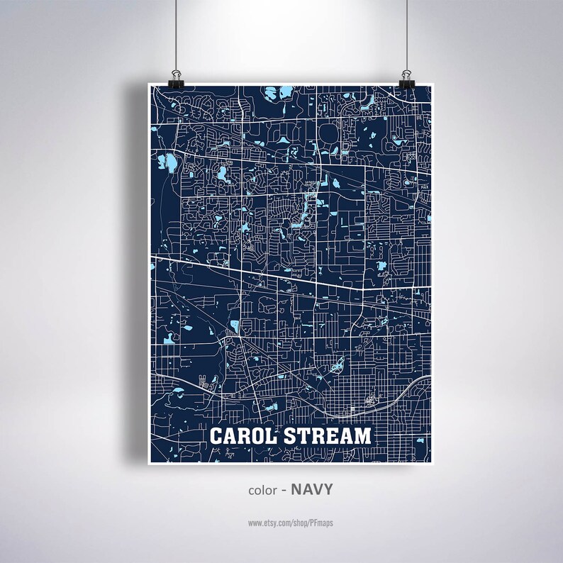 Carol Stream Map Print Carol Stream City Map Illinois IL USA | Etsy
