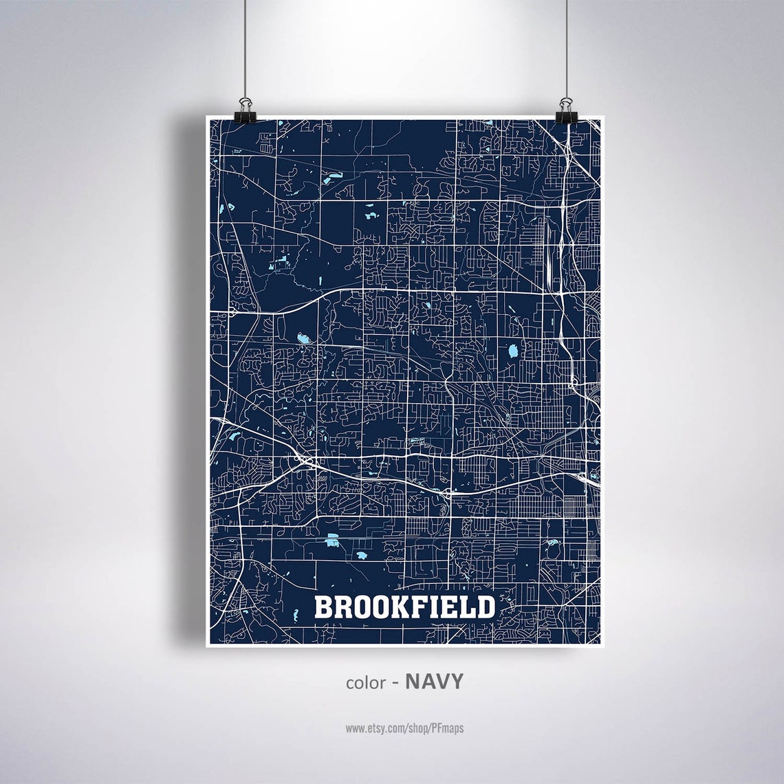 Brookfield Map Print Brookfield City Map Wisconsin WI USA - Etsy