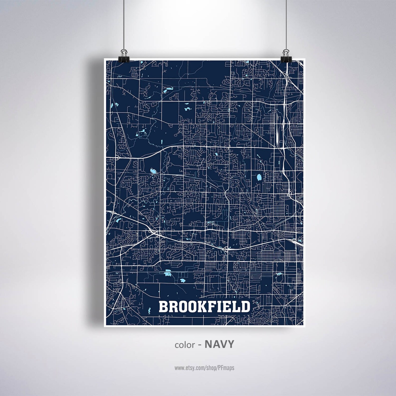 Brookfield Map Print Brookfield City Map Wisconsin WI USA - Etsy