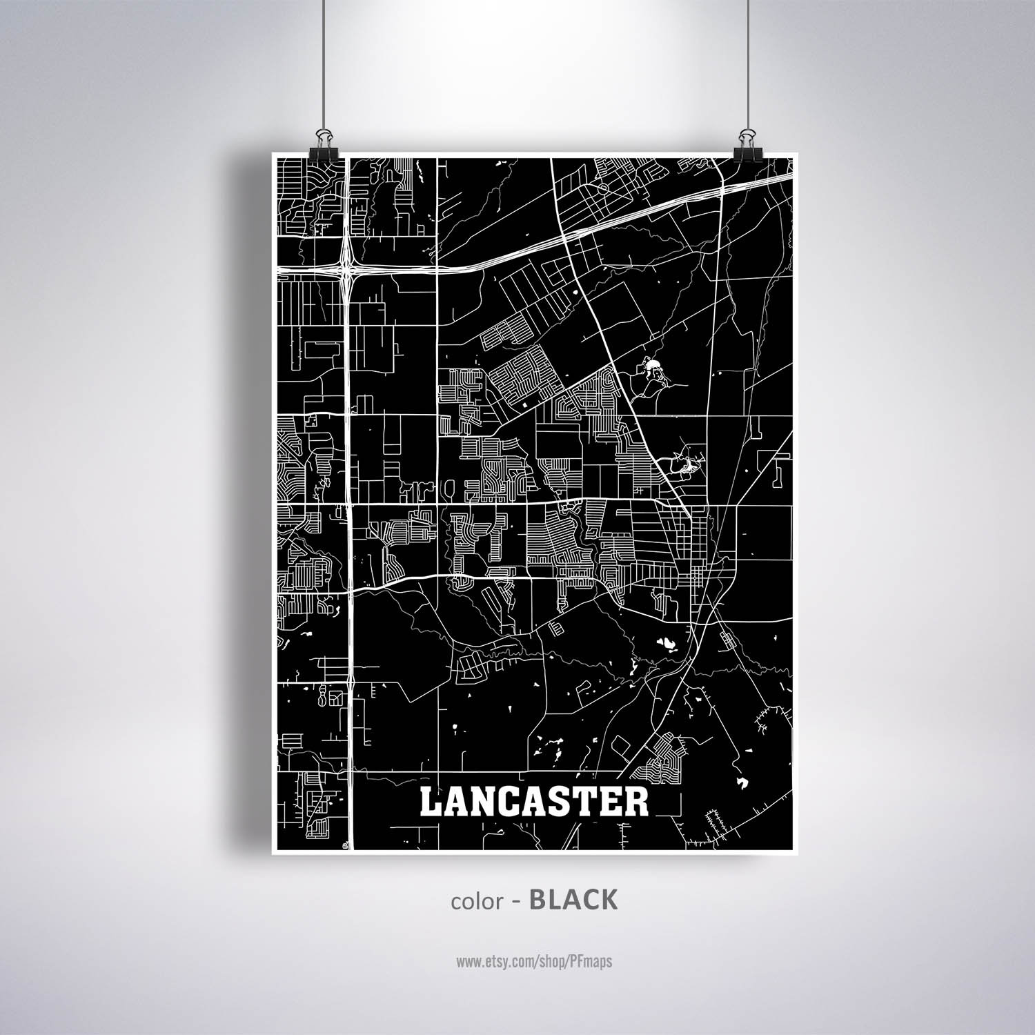 Lancaster Map Print Lancaster City Map Texas TX USA Map | Etsy