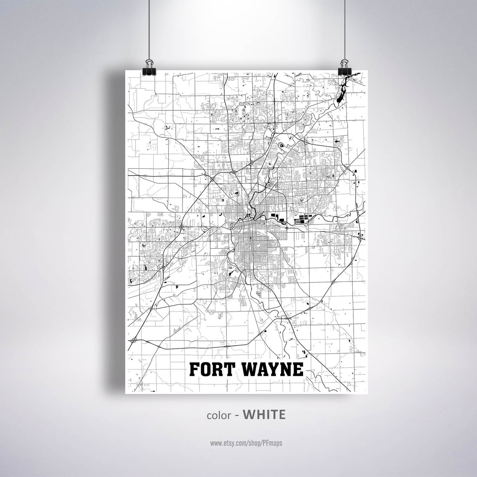 Fort Wayne Map Print Fort Wayne City Map Indiana IN USA Map | Etsy