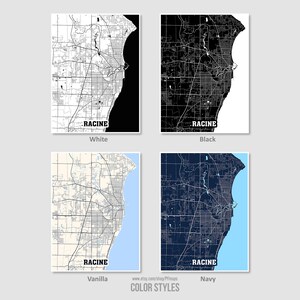 Racine Map Print Racine City Map Wisconsin WI USA Map | Etsy