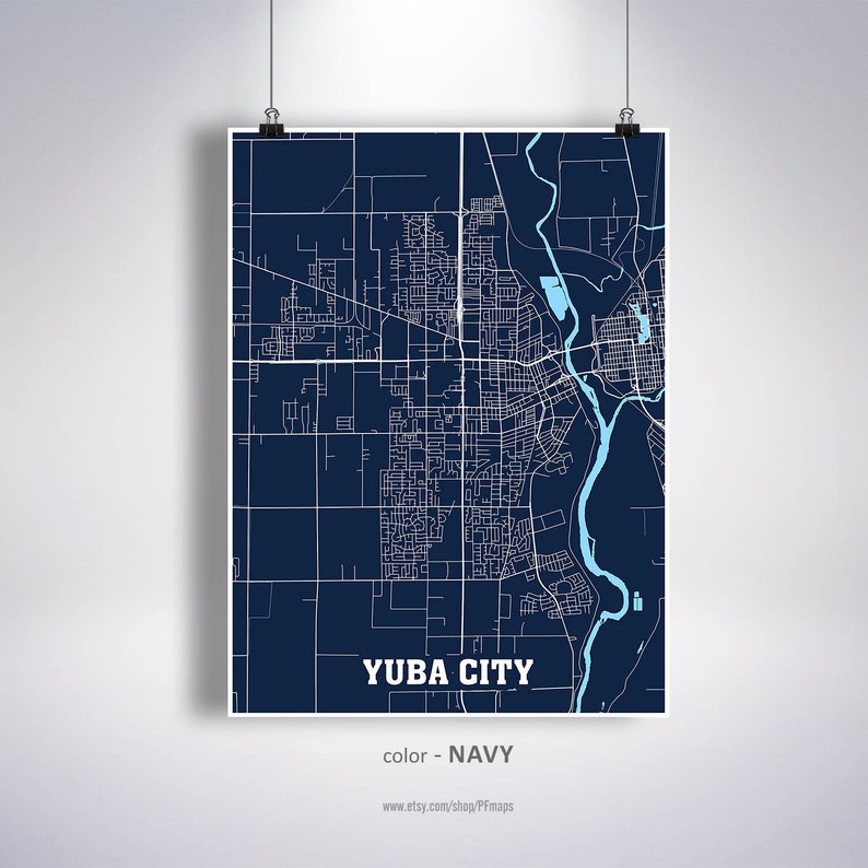 Yuba City Map Print Yuba City Map California CA USA Map | Etsy
