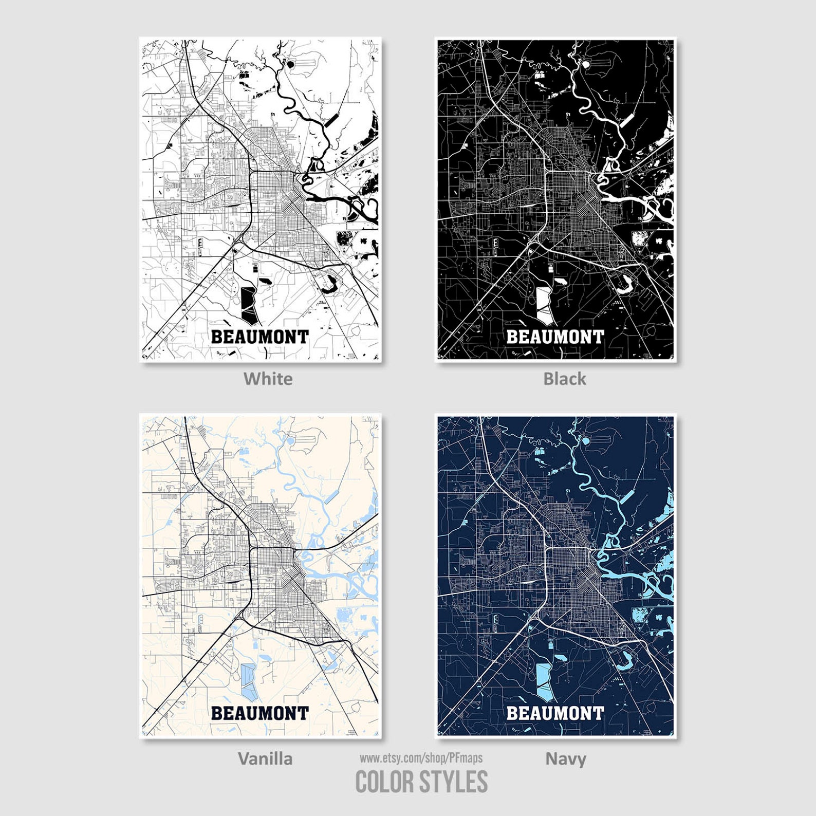 Beaumont Map Print Beaumont City Map Texas TX USA Map | Etsy