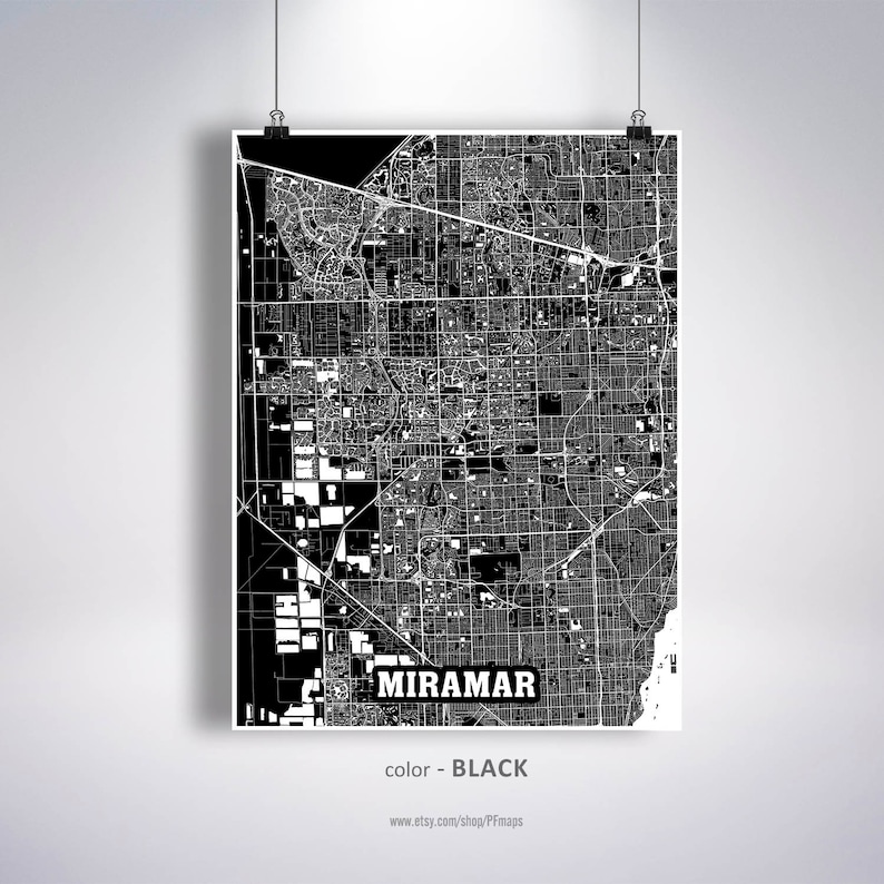 Miramar Map Print Miramar City Map Florida FL USA Map | Etsy