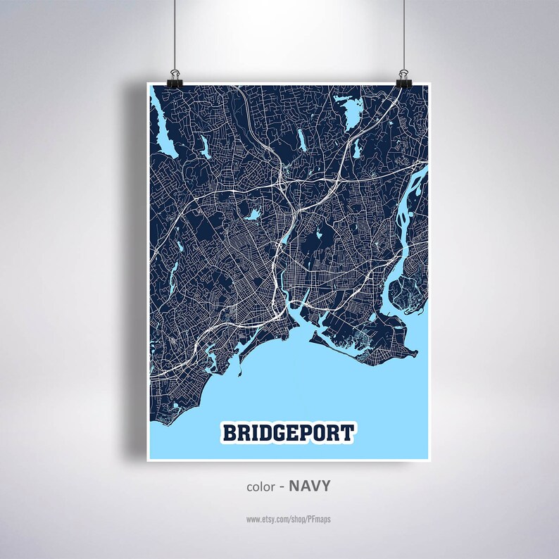 Bridgeport Map Print Bridgeport City Map Connecticut CT USA | Etsy