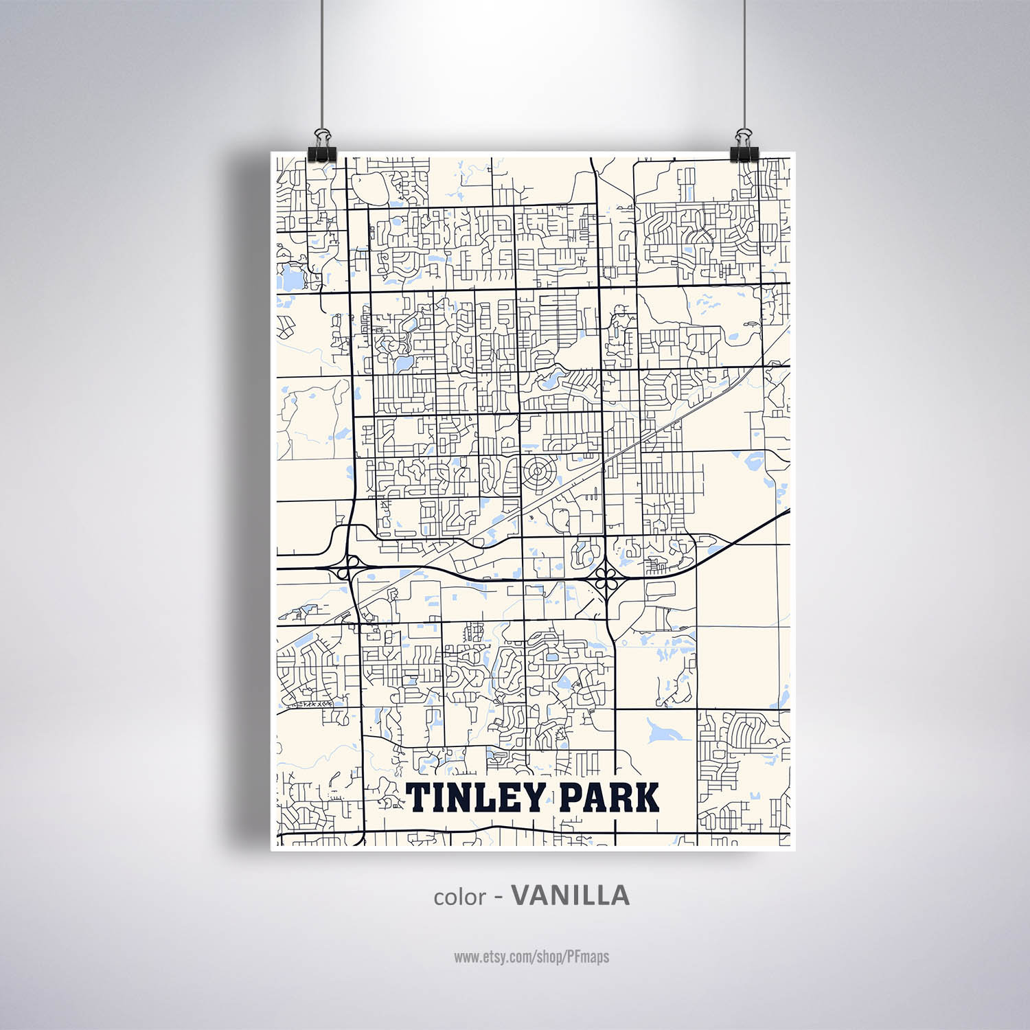 Tinley Park Map Print Tinley Park City Map Illinois Il Usa Etsy