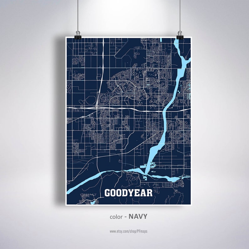 Goodyear Map Print Goodyear City Map Arizona AZ USA Map | Etsy