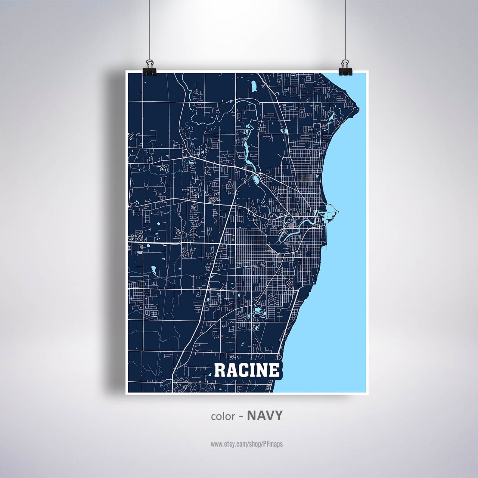 Racine Map Print Racine City Map Wisconsin WI USA Map | Etsy