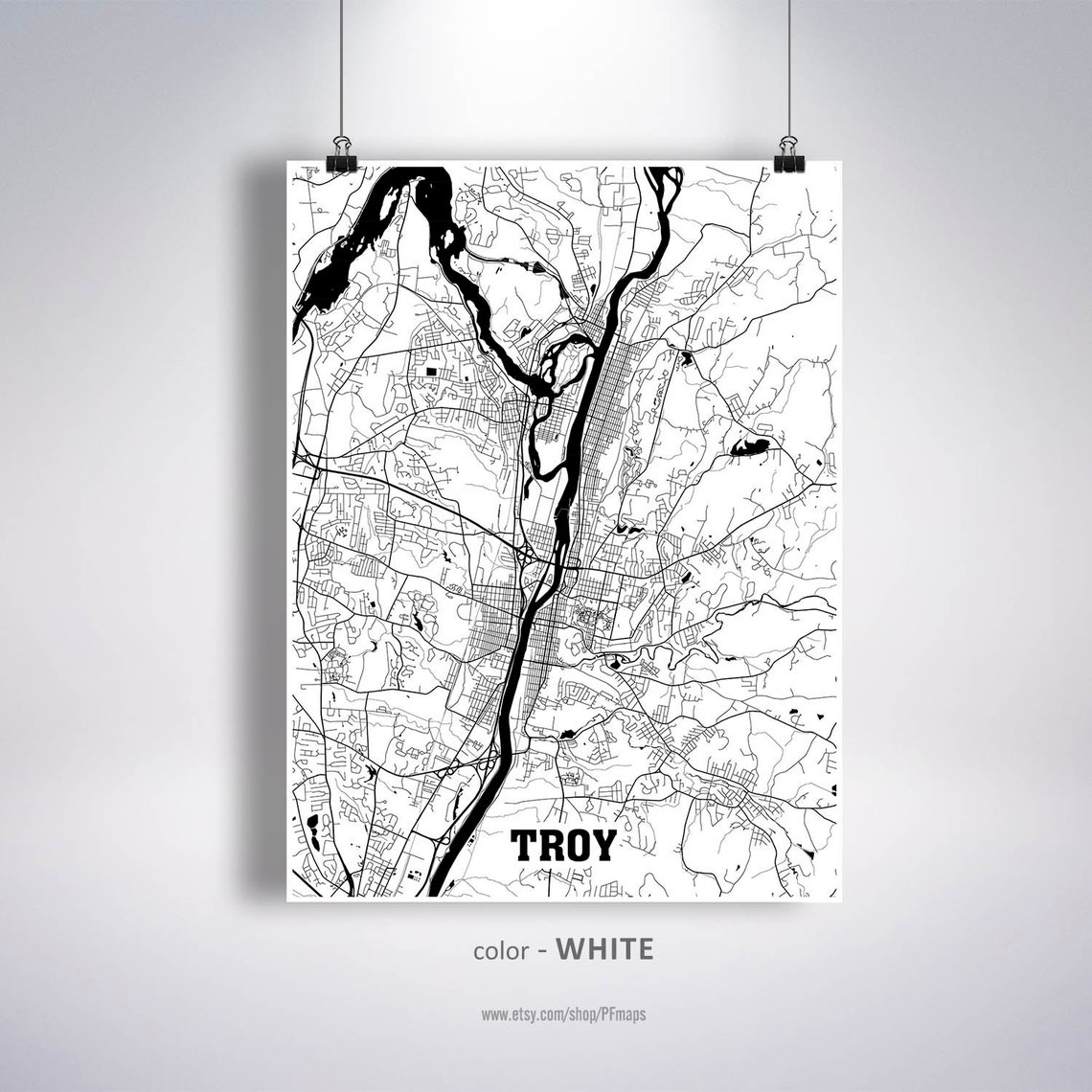 Troy Map Print Troy City Map New York NY USA Map Poster | Etsy