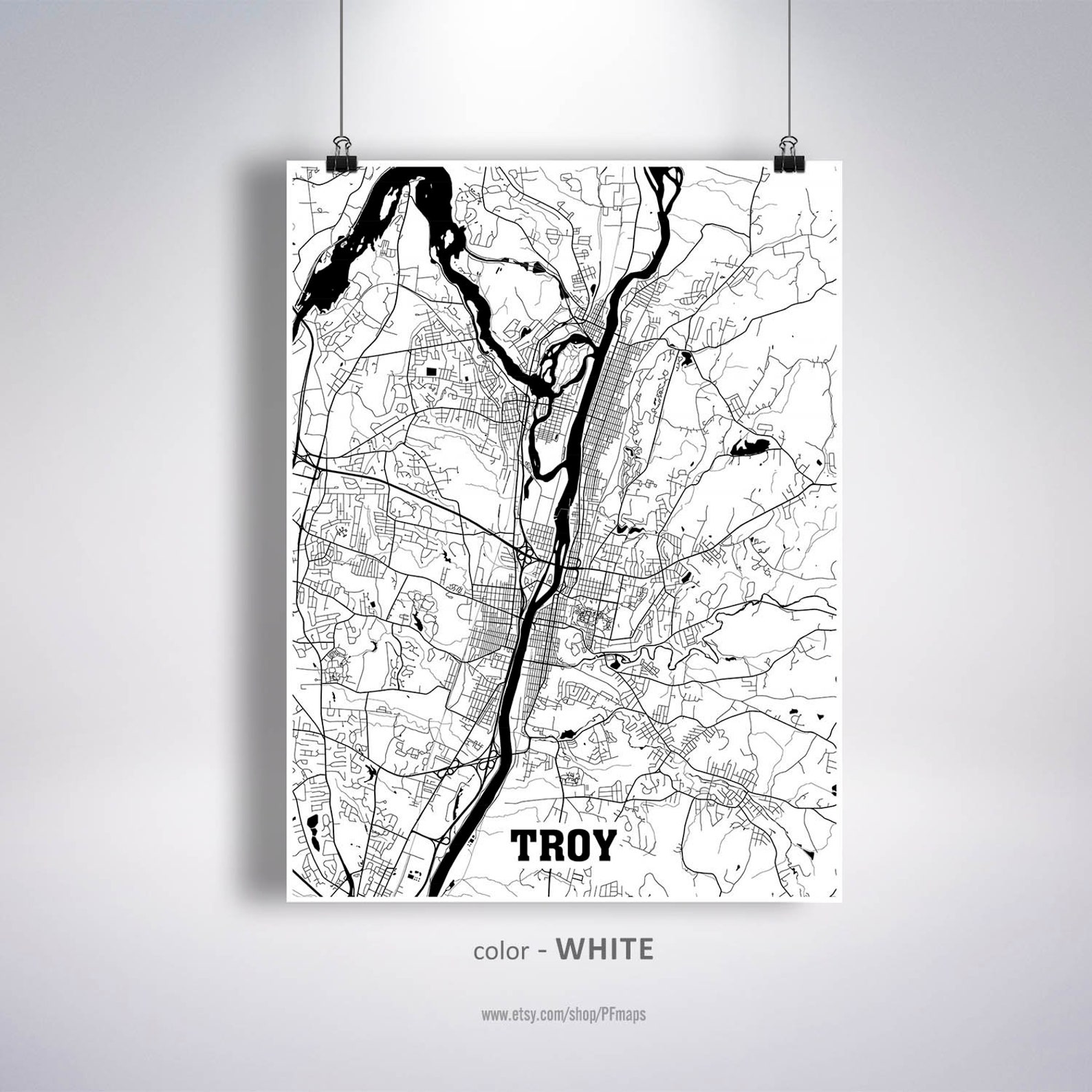 Troy Map Print Troy City Map New York NY USA Map Poster | Etsy