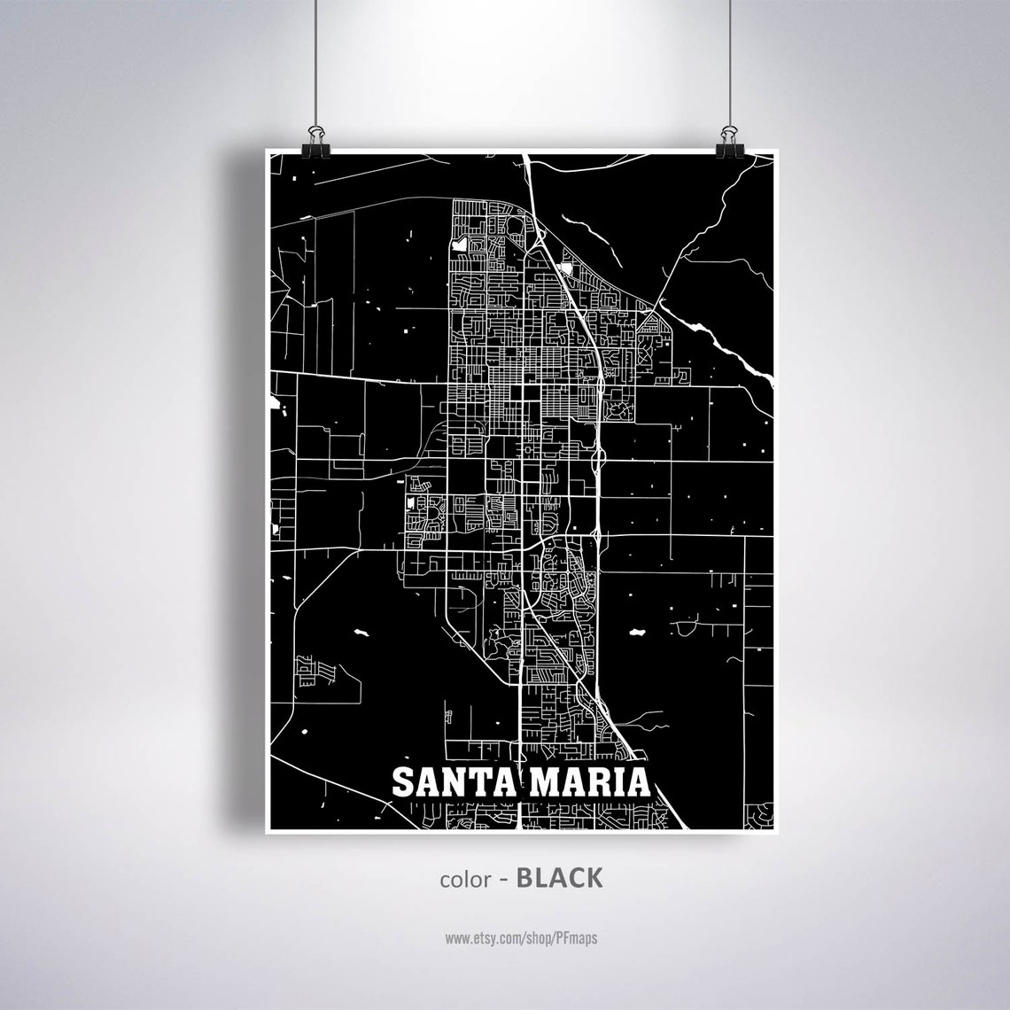 Santa Maria Map Print Santa Maria City Map California CA USA | Etsy