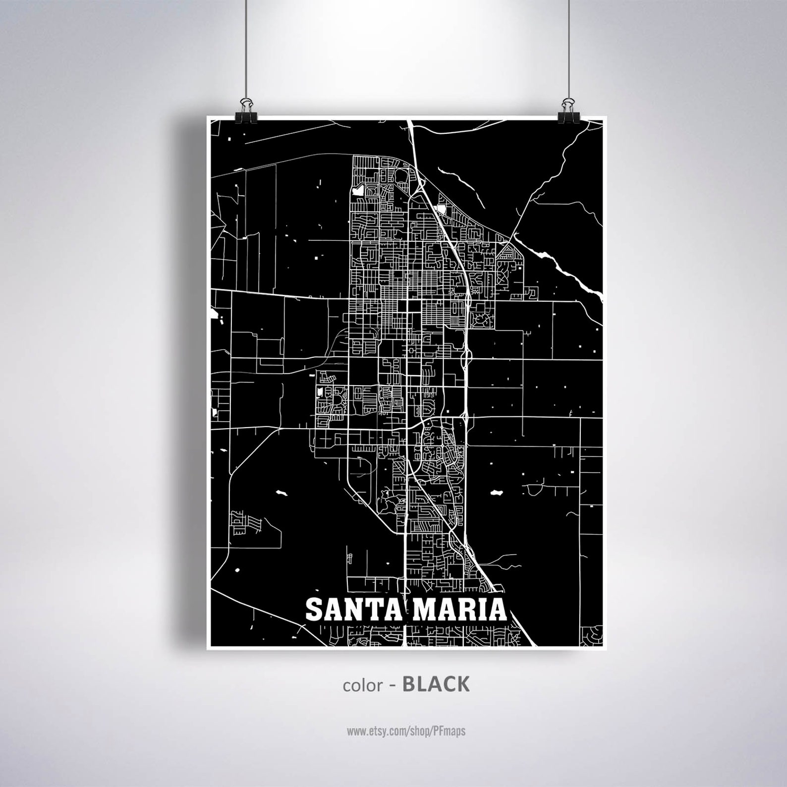 Santa Maria Map Print Santa Maria City Map California CA USA | Etsy