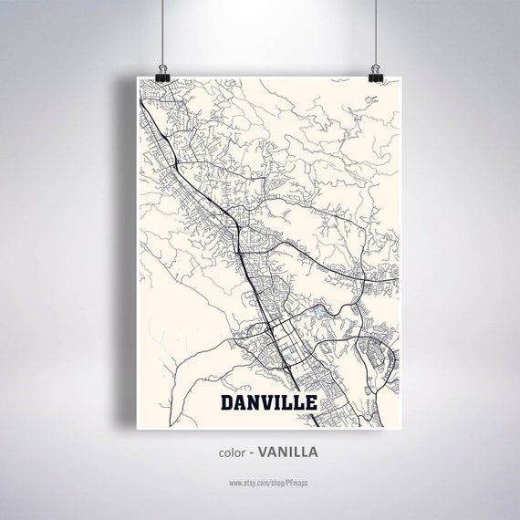 Danville Map Print Danville City Map California CA USA Map | Etsy