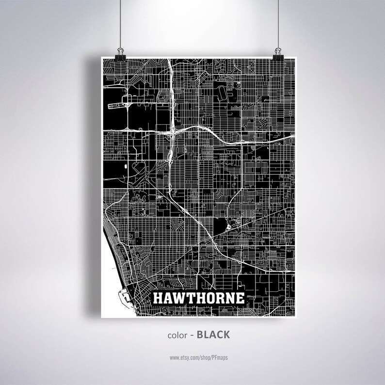 Hawthorne Map Print Hawthorne City Map California CA USA Map | Etsy