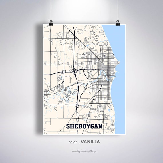 Sheboygan Map Print Sheboygan City Map Wisconsin WI USA Map | Etsy