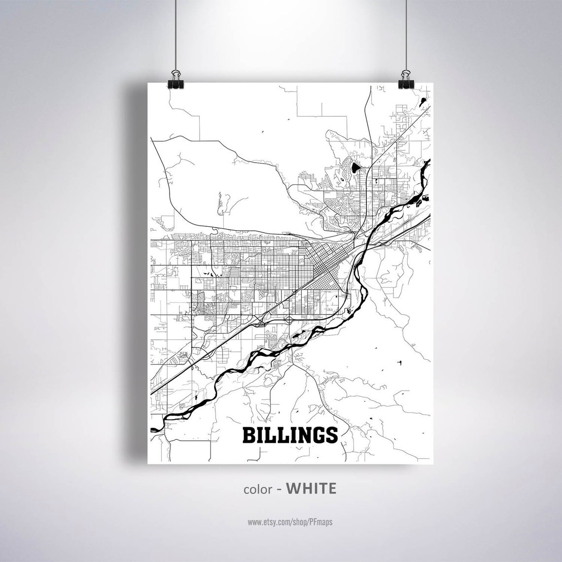 Billings Map Print Billings City Map Montana MT USA Map | Etsy