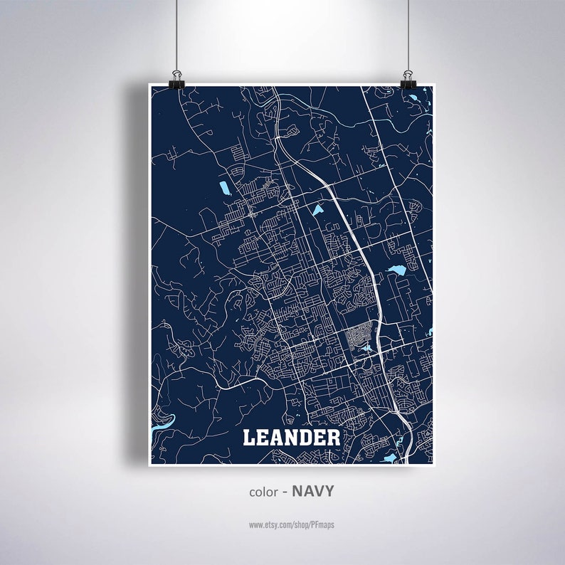 Leander Map Print Leander City Map Texas TX USA Map Poster | Etsy