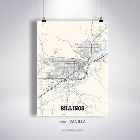 Billings Map Print Billings City Map Montana MT USA Map | Etsy