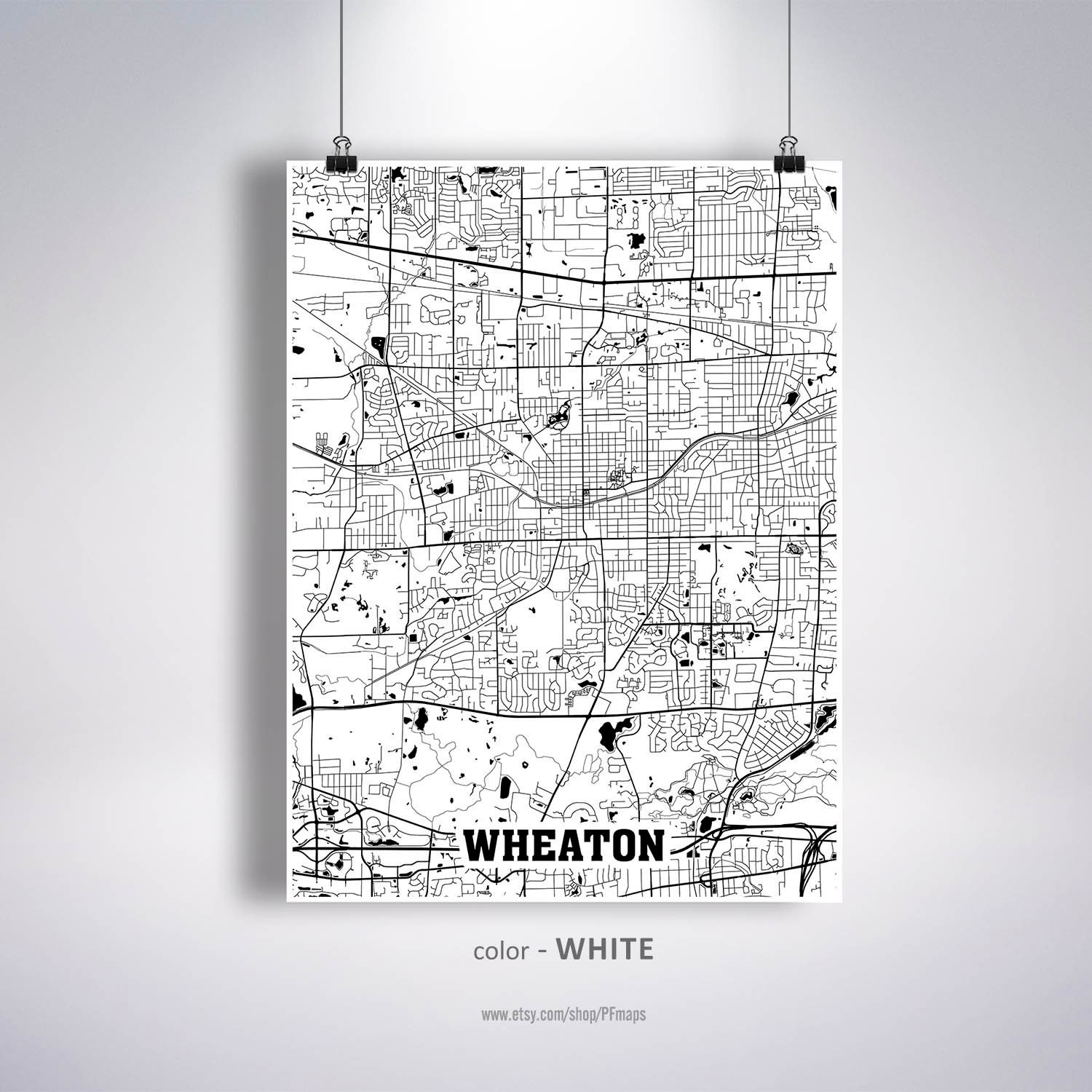 Wheaton Map Print Wheaton City Map Illinois IL USA Map | Etsy