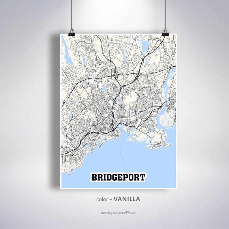 Bridgeport Map Print Bridgeport City Map Connecticut CT USA | Etsy