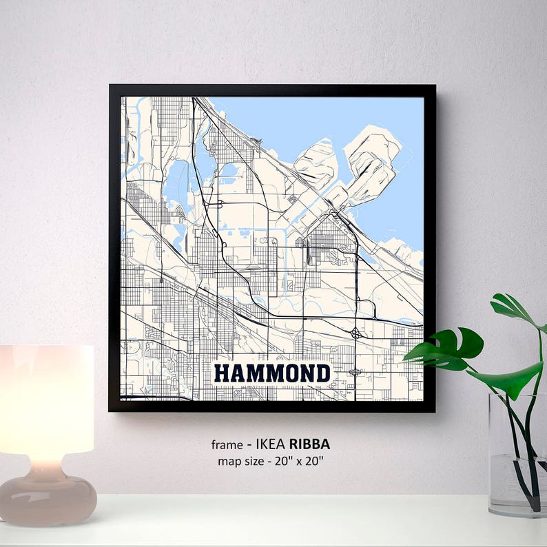 Hammond Indiana Map Print Hammond Square Map Poster Hammond | Etsy
