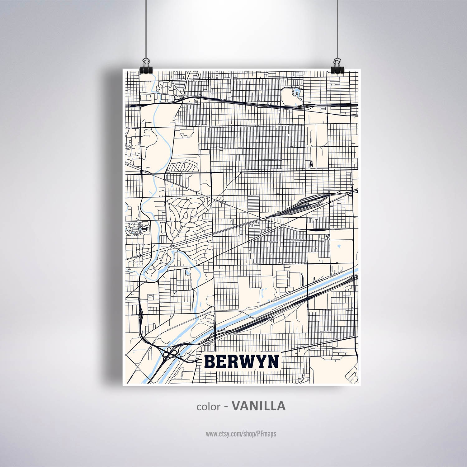 Berwyn Map Print Berwyn City Map Illinois IL USA Map Poster | Etsy