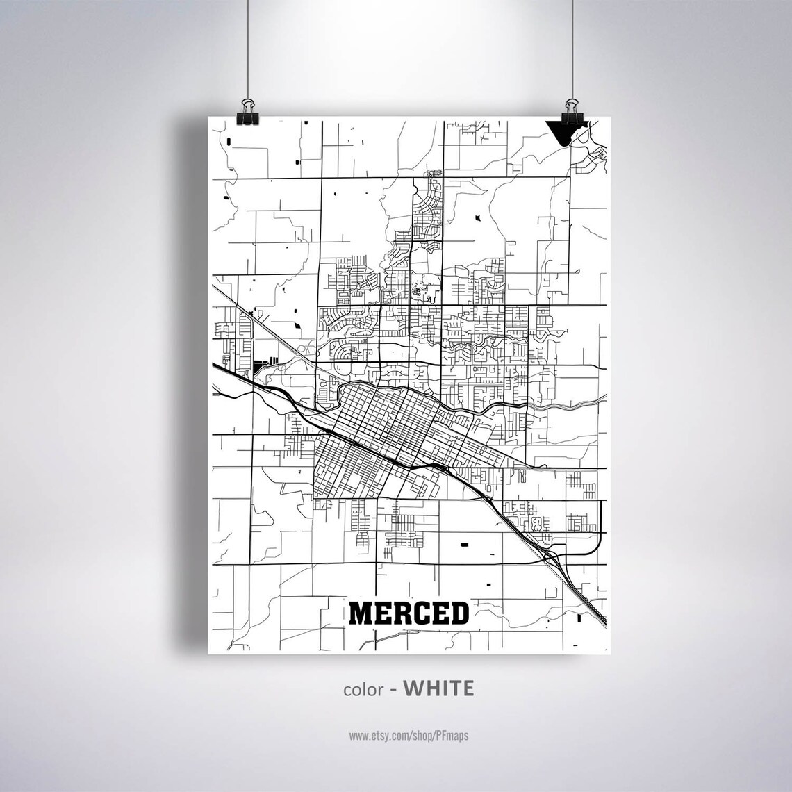 Merced Map Print Merced City Map California CA USA Map | Etsy