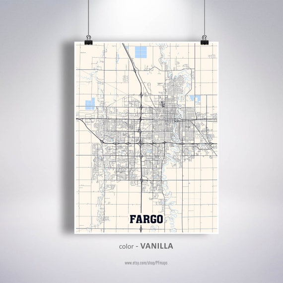 Fargo Map Print Fargo City Map North Dakota ND USA Map | Etsy