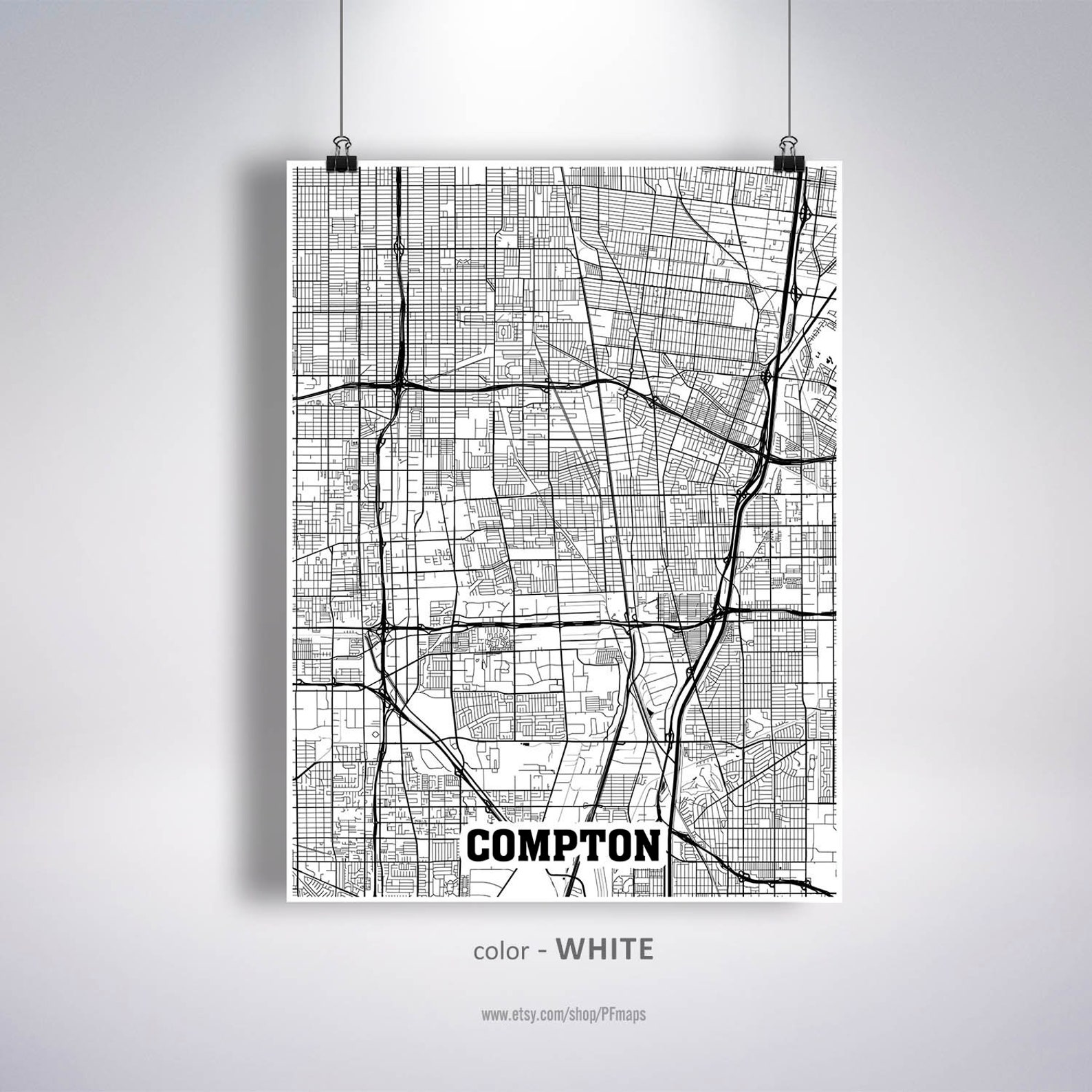 Compton Map Print Compton City Map California CA USA Map | Etsy