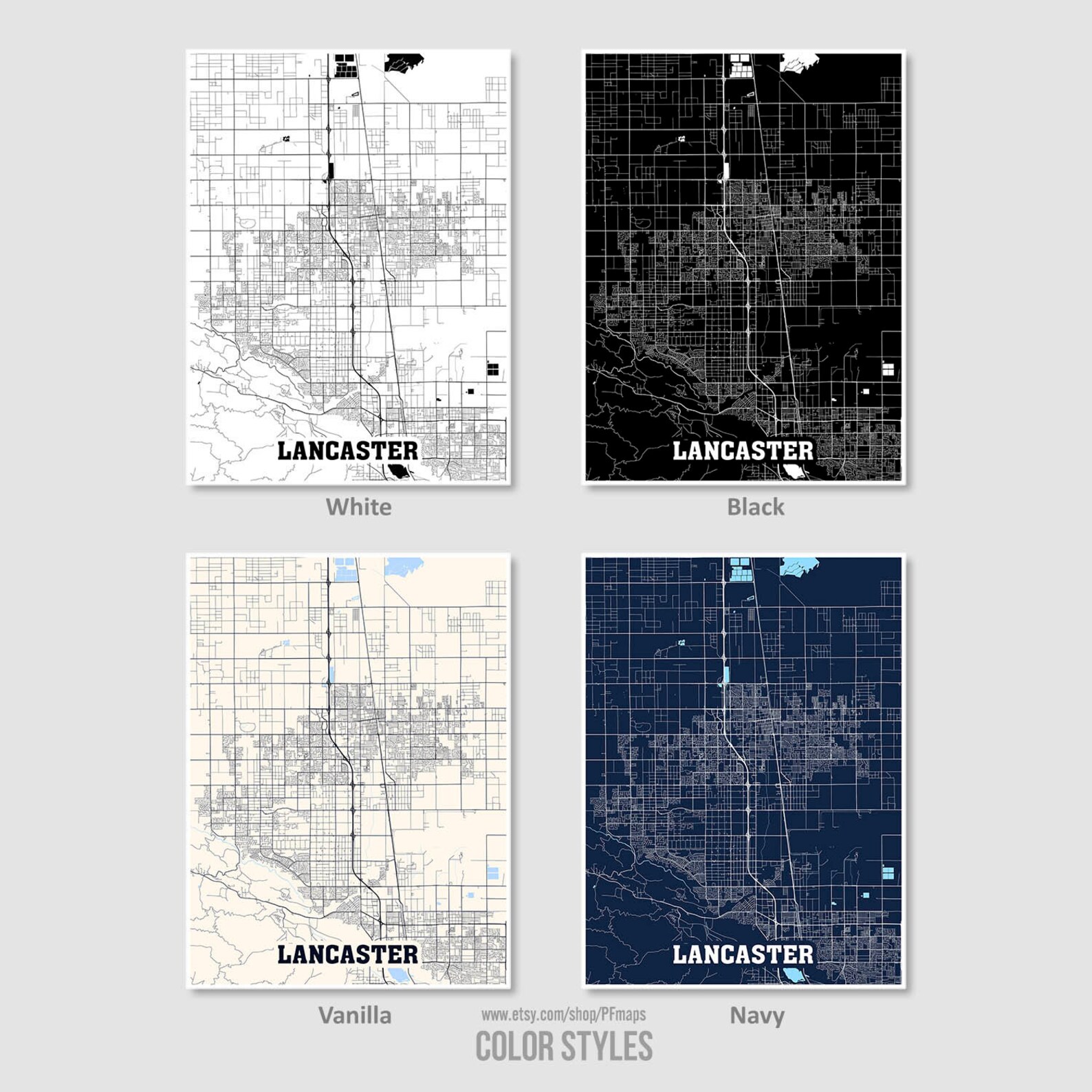 Lancaster Map Print Lancaster City Map California CA USA Map | Etsy