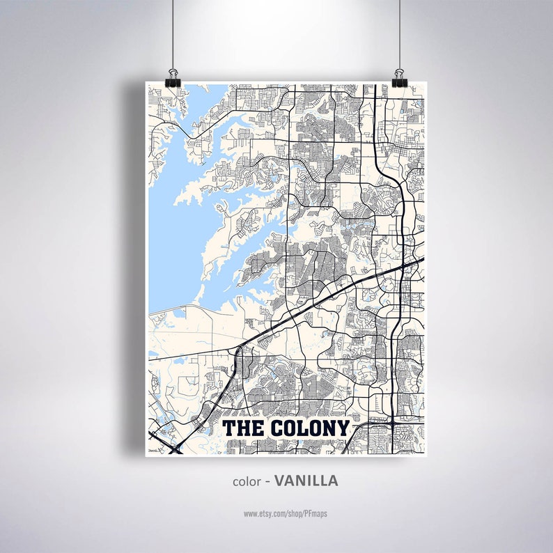 The Colony Map Print The Colony City Map Texas TX USA Map | Etsy