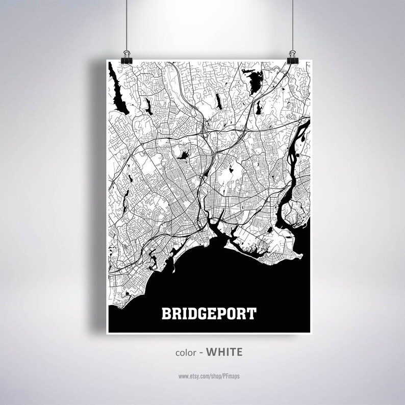Bridgeport Map Print Bridgeport City Map Connecticut CT USA | Etsy