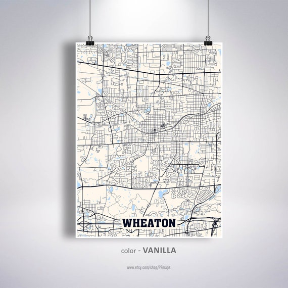 Wheaton Map Print Wheaton City Map Illinois IL USA Map | Etsy