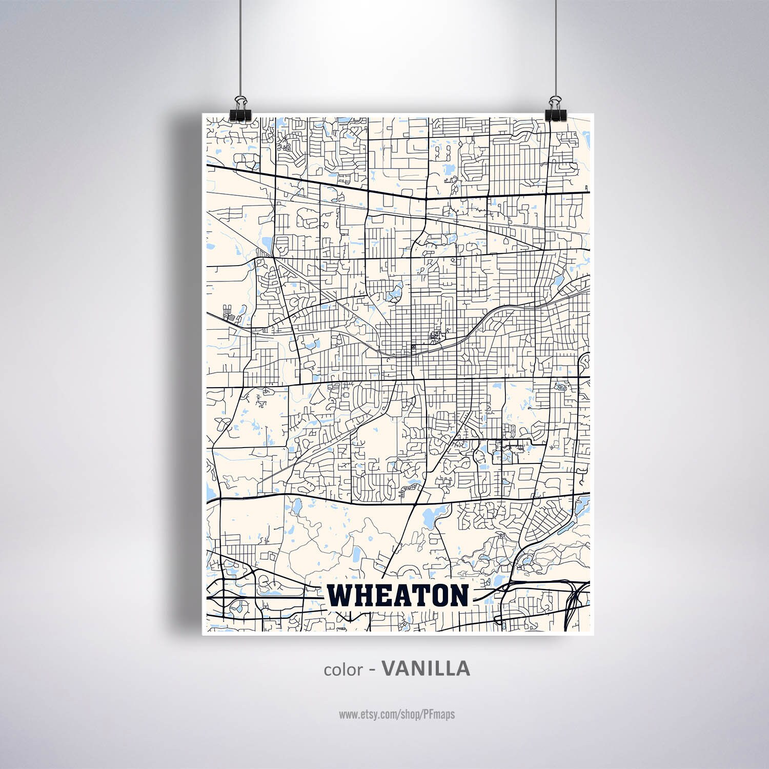 Wheaton Map Print Wheaton City Map Illinois IL USA Map | Etsy