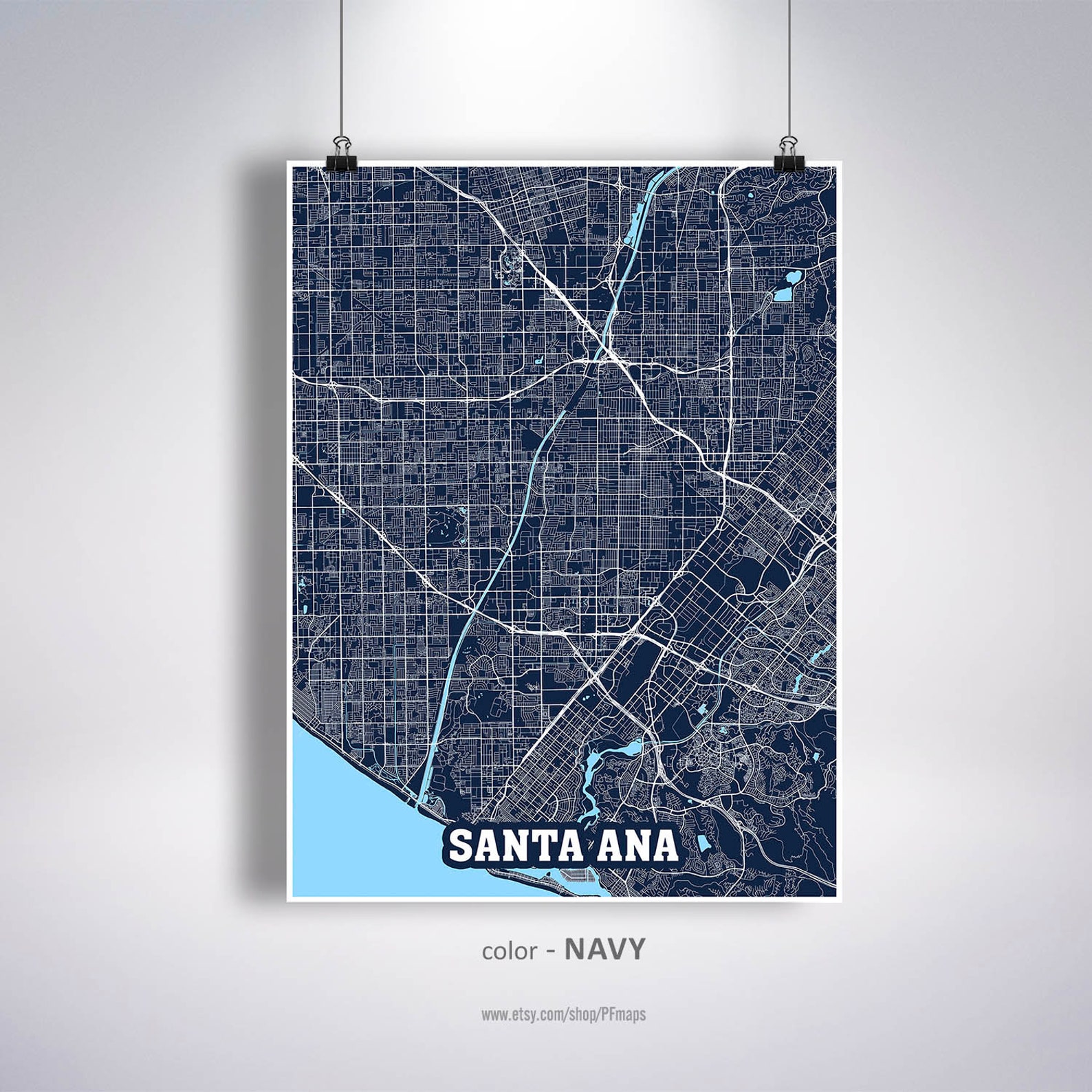 Santa Ana Map Print Santa Ana City Map California CA USA Map | Etsy