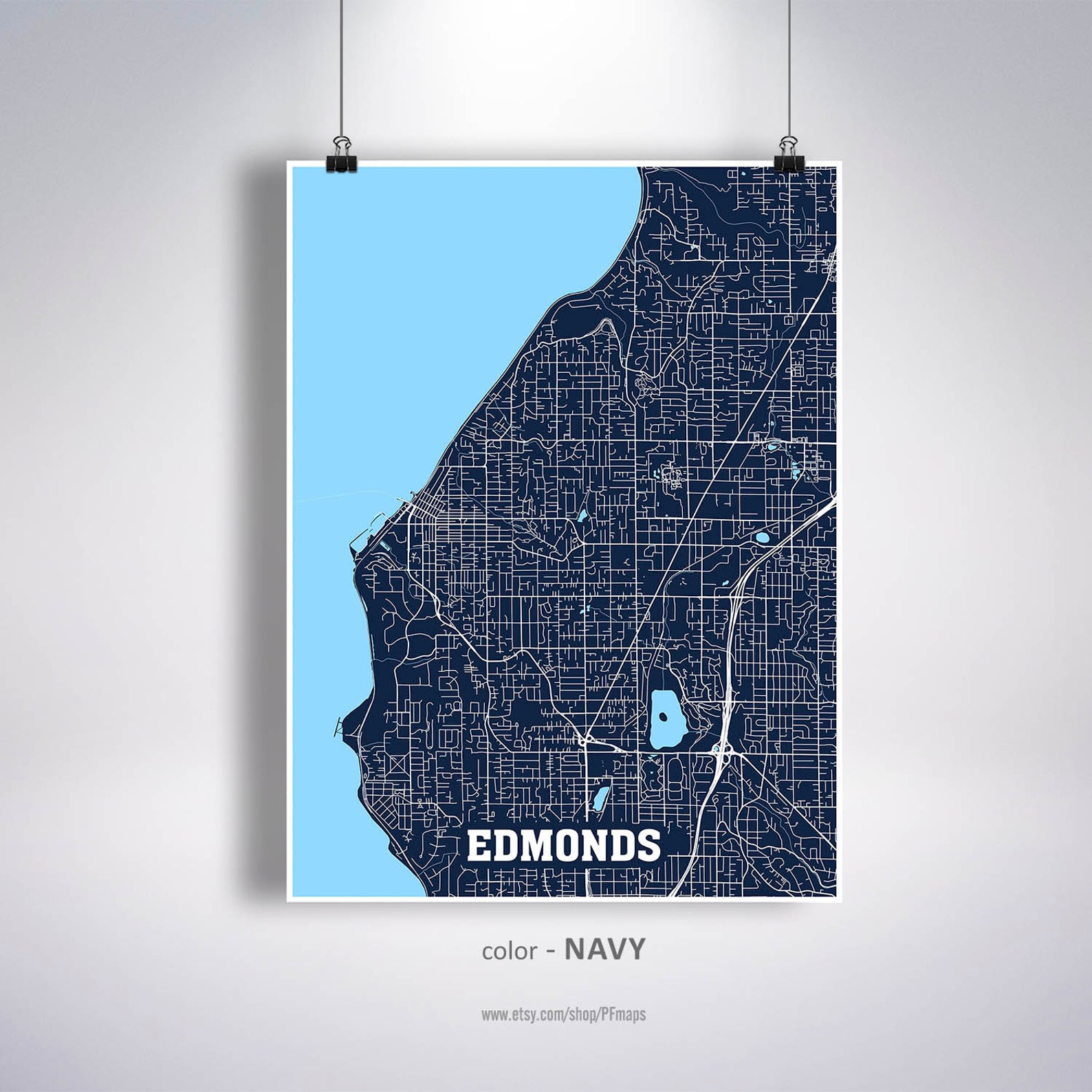 Edmonds Map Print Edmonds City Map Washington WA USA Map | Etsy
